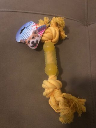 Gioco per cane a forma di osso con corda 