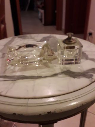 portacenere e accendino vintag in cristallo pesant