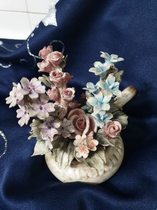 bouquet vaso fiori ceramica di capodimonte vintage