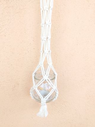 Portafrutta rustico  Portacandela lanterna macrame