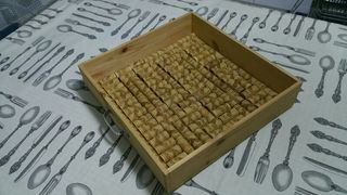 SALDI 4,90€ Vassoio legno/sughero maniglie acciaio