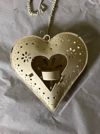 Porta candela da appendere in ferro bianco 