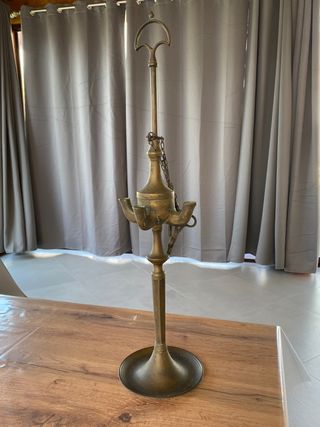 Lucerna ad olio in bronzo a 4 bracci originale XIX