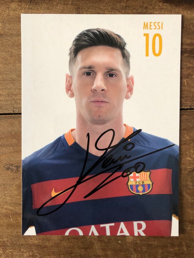 FIRMA ORIGINAL LEO MESSI POSTAL BARÇA de segunda mano por 95 EUR en ...