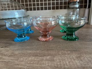 6 Coppette da dessert in 3 colori in vetro