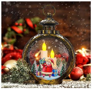 Lanterna babbo Natale globo neve led batteria