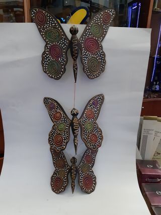 tris di farfalle in legno