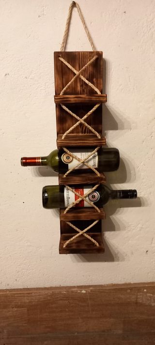 PORTABOTTIGLIE DA PARETE ARTIGIANALE IN LEGNO