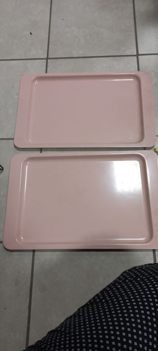 2 vassoi nuovi rosa in metallo euro 5 cad 