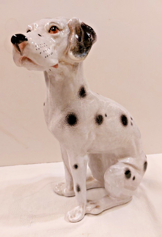 CANE DALMATA POINTER MEDIO SEDUTO IN CERAMICA BIAN