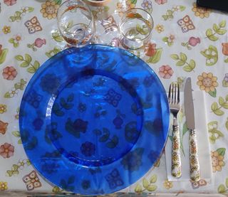 6+12 sottopiatti vetro + 12 bicchieri