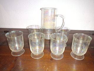 Caraffa con 6 calici effetto arcobaleno 