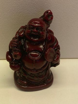 Buddha che ride vintage resina rossa