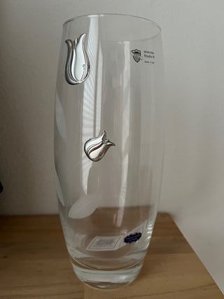 VASO DI VETRO CRISTALLO tulipani decorati 