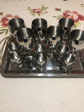 Elegante servizio da liquore con vassoio manici 