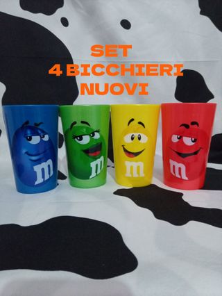 set bicchieri plastica m&m's