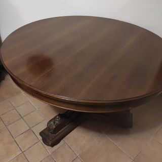 tavolo tondo in noce massello -lido di ostia