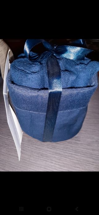 6 asciugamani ospiti con cestino in stoffa