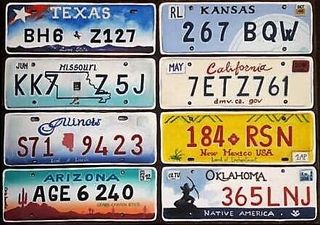 Quadro olio - Riproduzione Targhe Americane 70x50