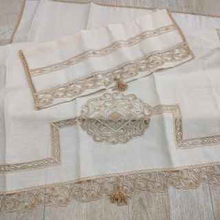 Asciugamani da bagno in lino con pizzo