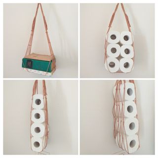 Portarotoli appeso macrame rustico portalibri 