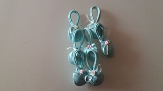 7 sonaglino celeste in plastica bomboniera nascita