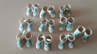 10 paia scarpine celeste ceramica bomboniera 