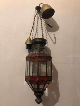 8 appliques e 1 lampadario in vetro e ottone