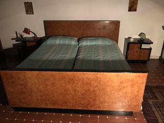 Letto matrimoniale in radica stile "Fascista"