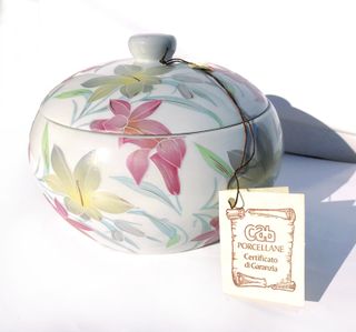 PORTABISCOTTI IN PORCELLANA DI FIRENZE DECORATA