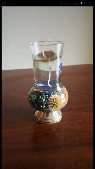 Vasetto con candela e base argento 925 h.cm.10