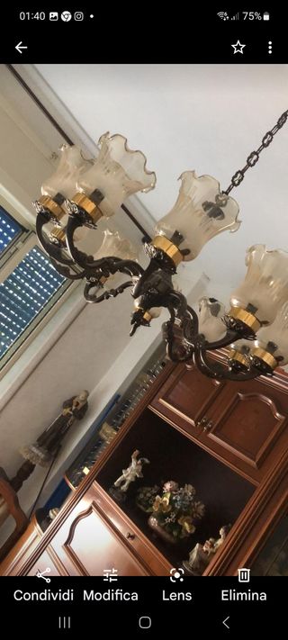 lampadario antico di bronzo