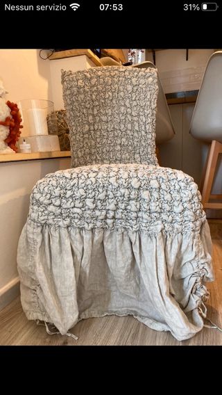 Coprisedia in Lino di arte pura beige