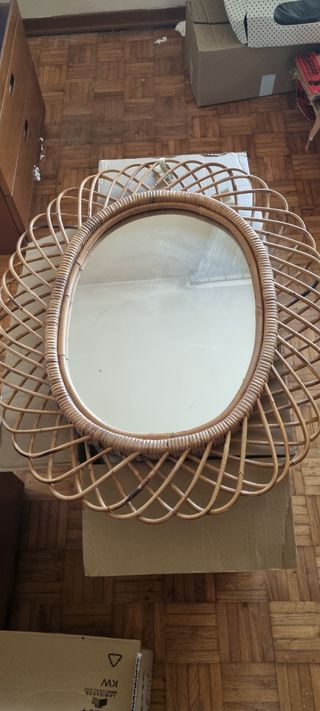 Specchio Vintage anni 60 Vimini di Franco Albini