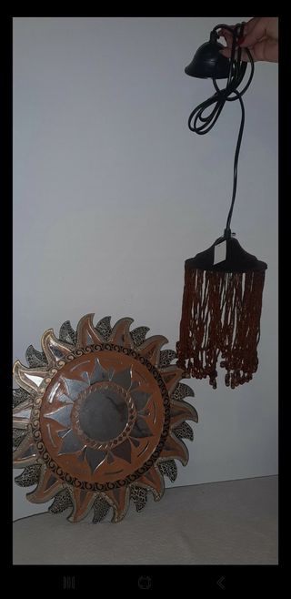 specchio etnico 40x40 nuovo + n 2 lumi etnici