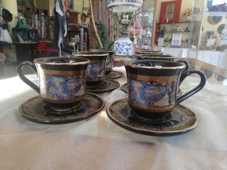 servizio da 6 tazze vintage, Grecia con oro 24 kt