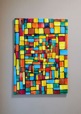 QUADRO MODERNO DIPINTO A MANO SU TELA MOSAICO