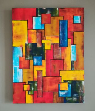 Quadro moderno astratto dipinto a mano su tela