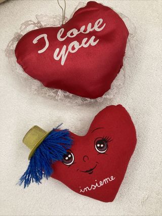 2 CUORI PELUCHE REGALO S. VALENTINO TI AMO I LOVE