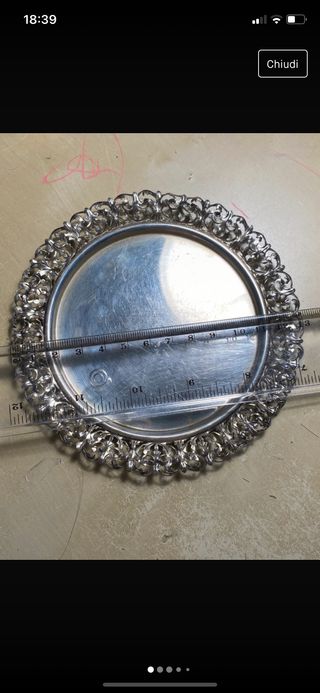 Piattino argento 800 decorato 