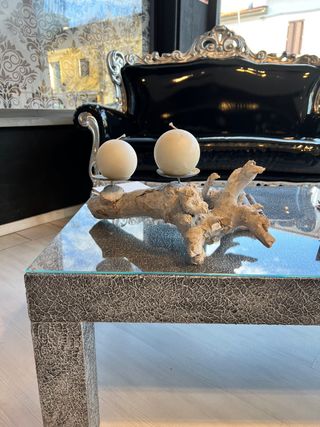 Portacandele in legno e poggia candele metallo con