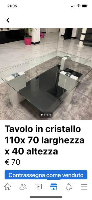 Tavolo in cristallo 110x70x40