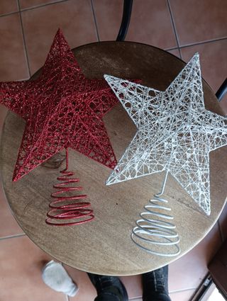 2 Stelle rossa e bianca da tavolo o albero