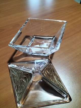 vasi di cristallo Ottaviani con placca in argento 