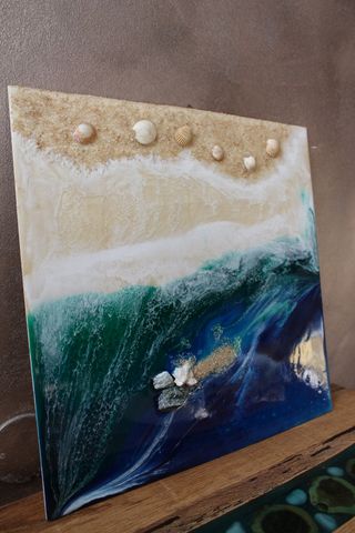 Quadro in resina e legno, decorazione murale unica