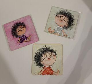 set 3 illustrazioni su legno