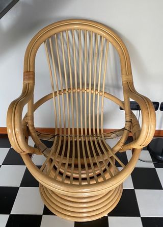 Poltrona a dondolo in bambù girevole vintage