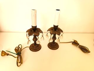 Coppia Abat jour vintage in metallo color oro bron