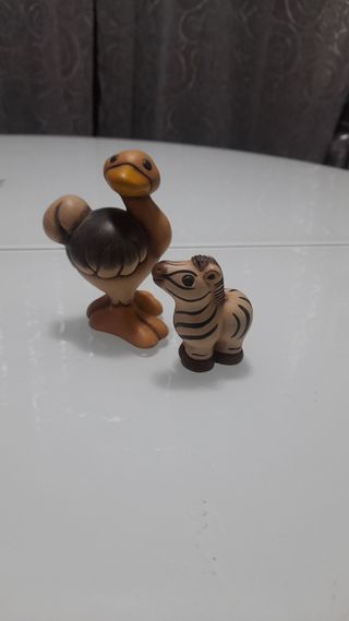 set n. 2 figure Thun, struzzo cm 11 e zebra 6 cm