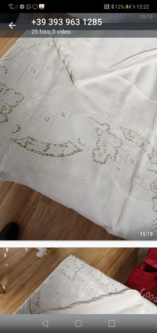 tovaglie anno 1950 in lino ricamate a mano